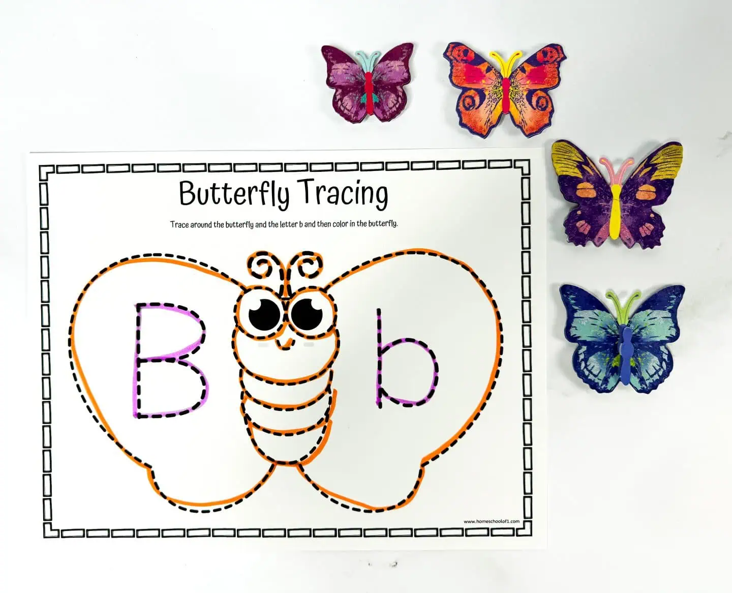 Butterfly Tracing Worksheet (5 Free Printables)