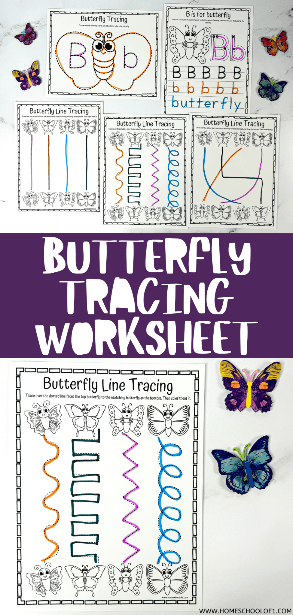 Butterfly Tracing Worksheet (5 Free Printables)