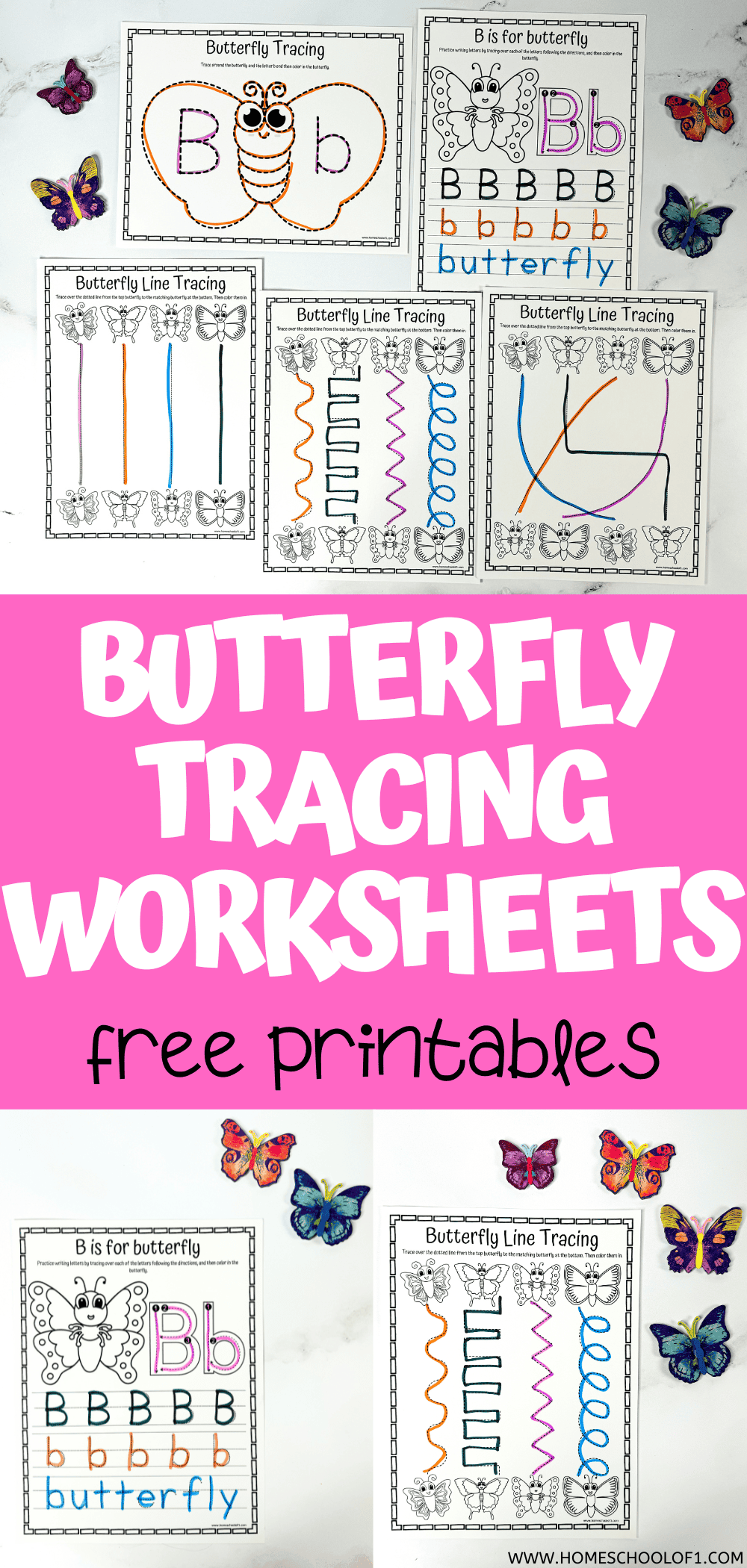 Free Butterfly Tracing Worksheets for Preschool and Kindergarten