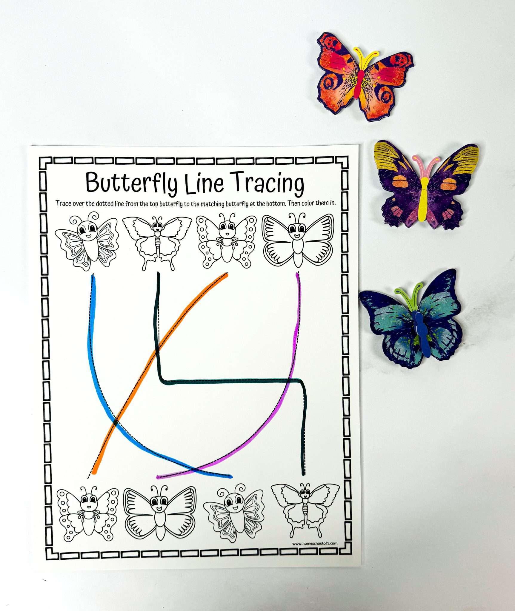 Free Butterfly Tracing Worksheets for Preschool and Kindergarten