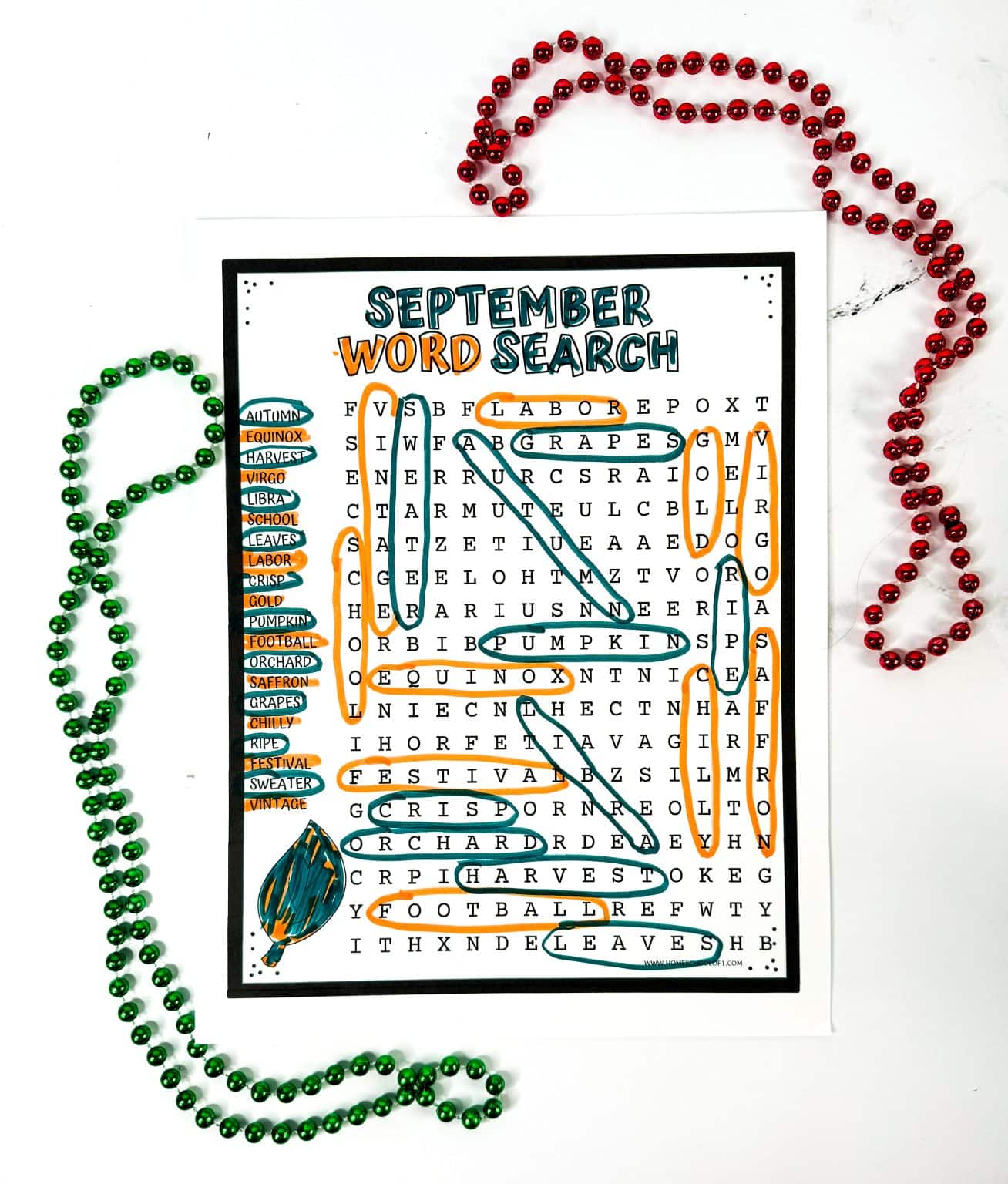 Free September Word Search Printable