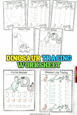 Dinosaur Tracing Worksheet for Preschoolers (Free Printable)