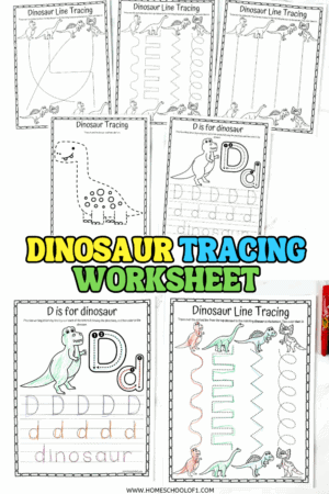 Dinosaur Tracing Worksheet for Preschoolers (Free Printable)