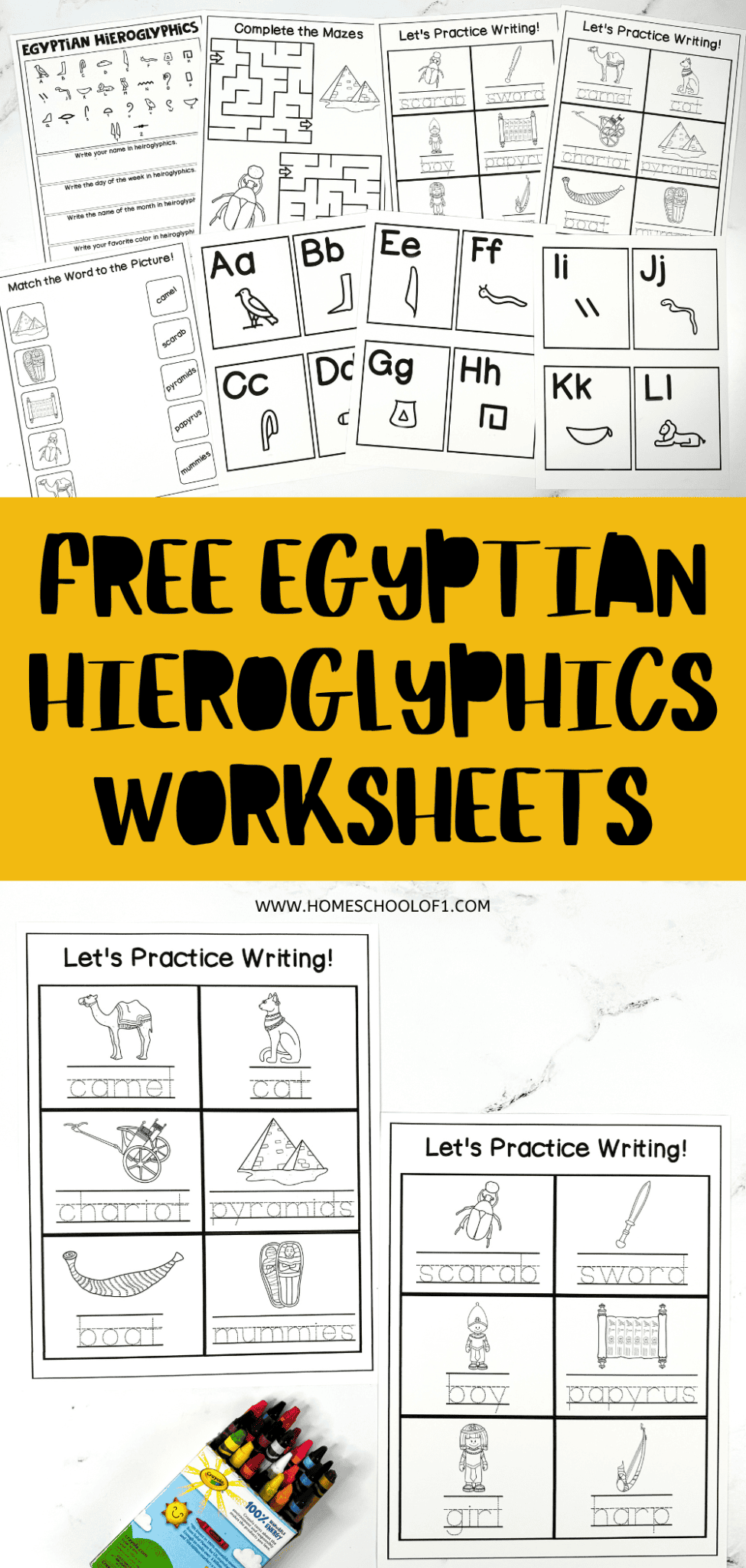 Free Printable Hieroglyphics Worksheets for Kids