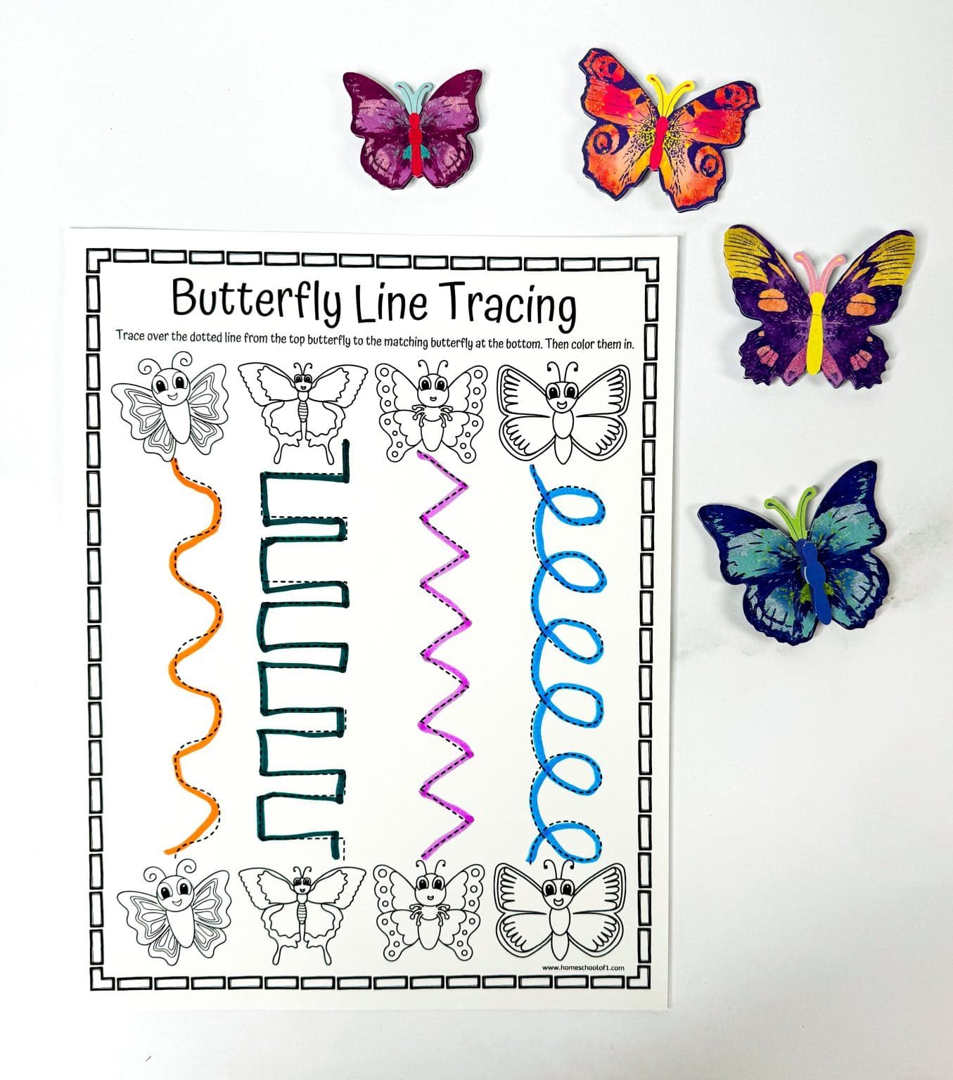Free Butterfly Tracing Worksheets for Preschool and Kindergarten