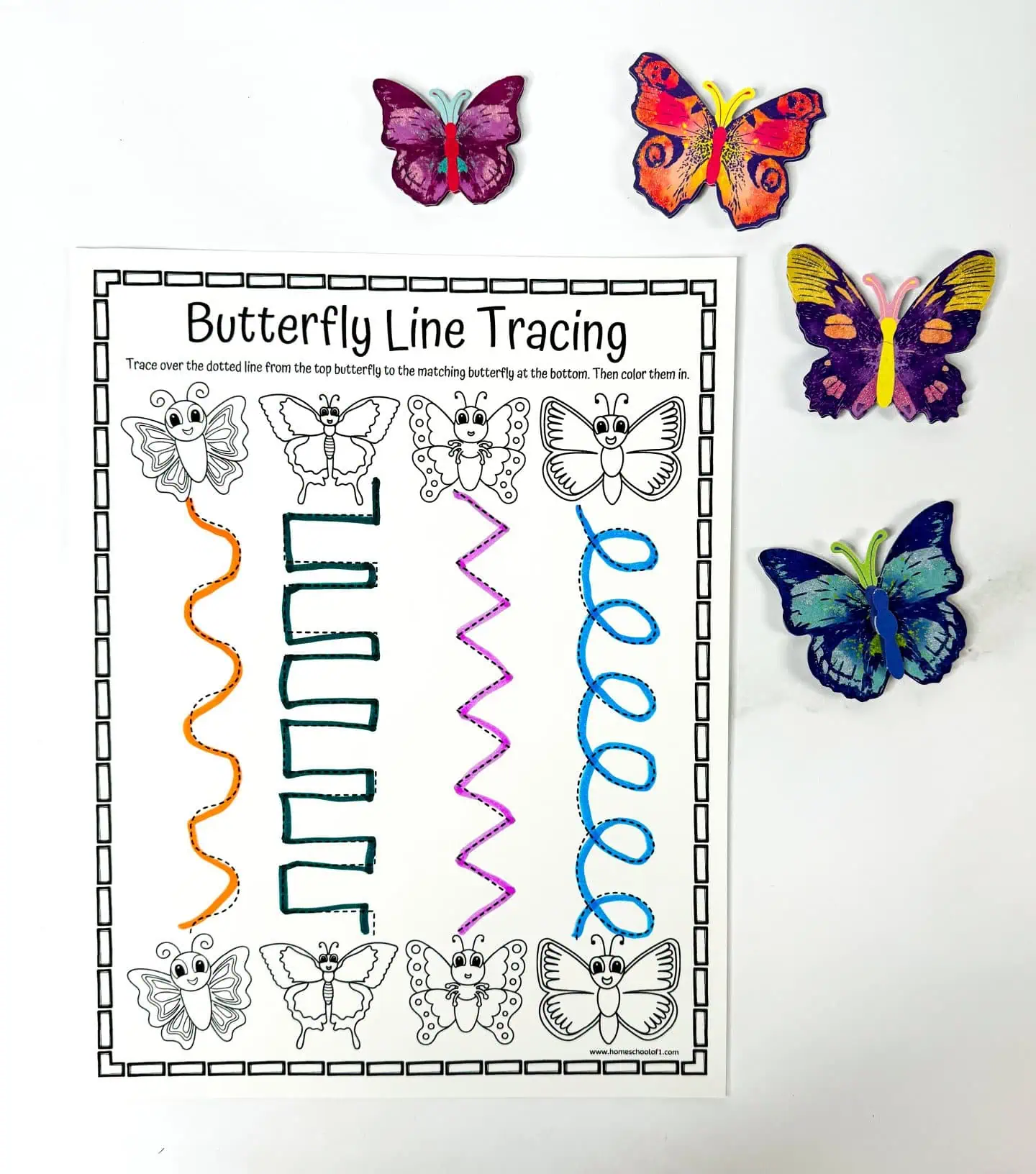 Butterfly Tracing Worksheet (5 Free Printables)