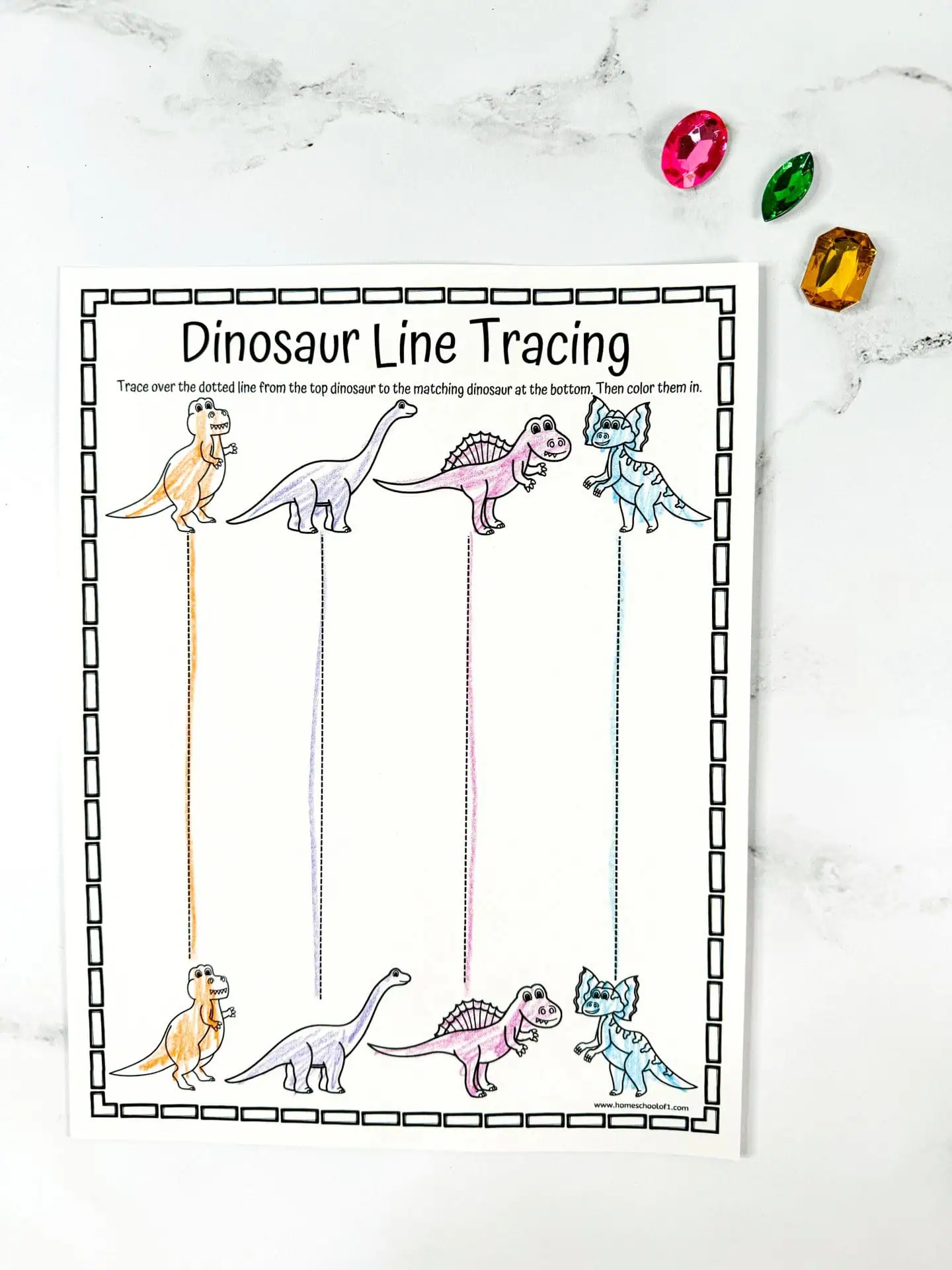 Dinosaur Tracing Worksheet (5 Free Printables)