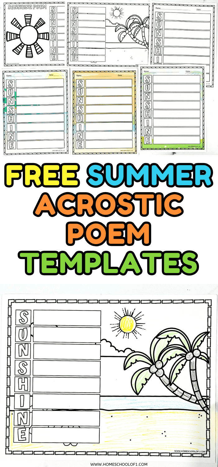 Free Summer Acrostic Poem Templates for Kids