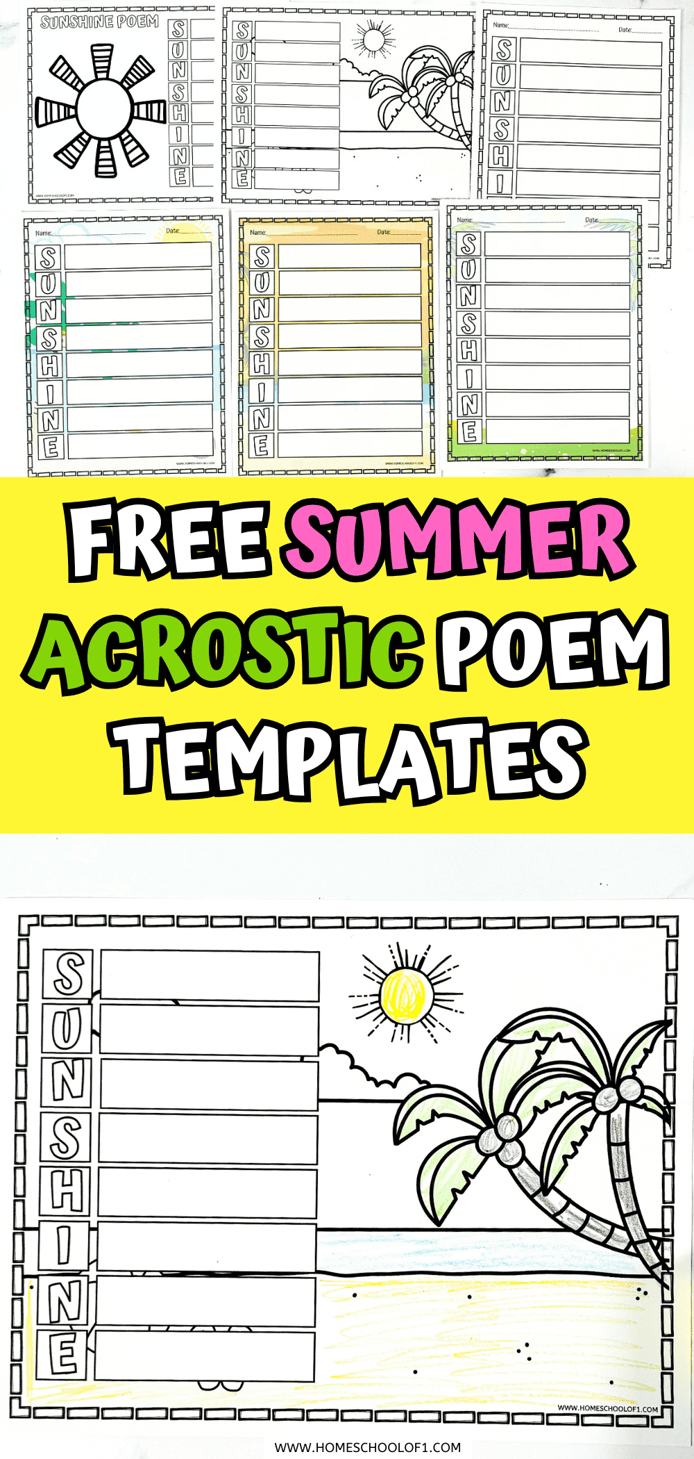Free Summer Acrostic Poem Templates for Kids
