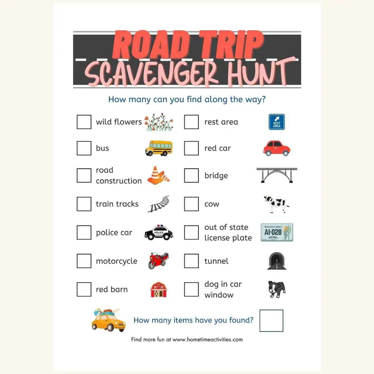19 Free Printable Road Trip Games
