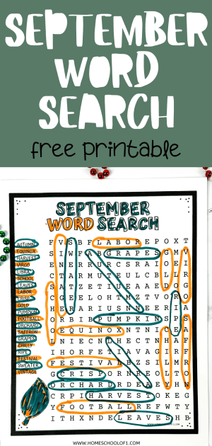 Free September Word Search Printable