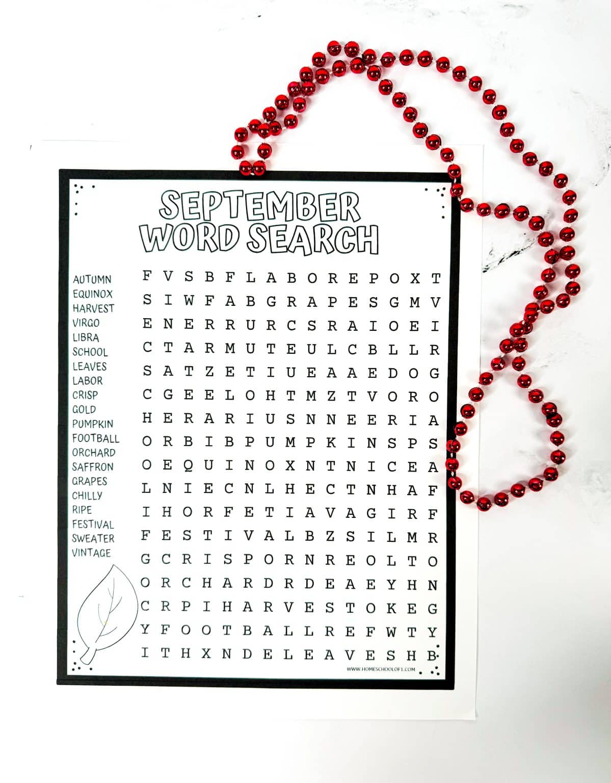Free September Word Search Printable