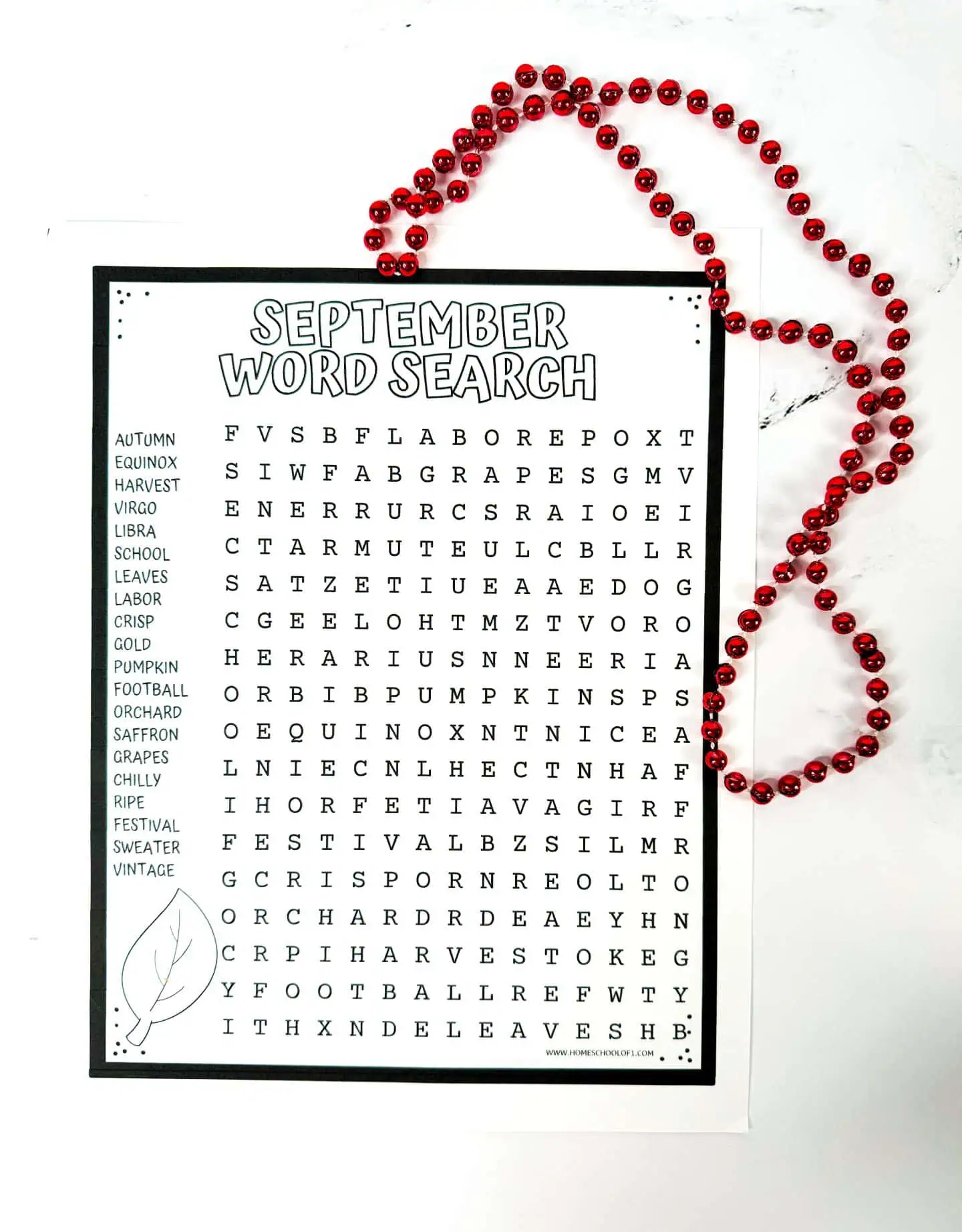 Free September Word Search Printable