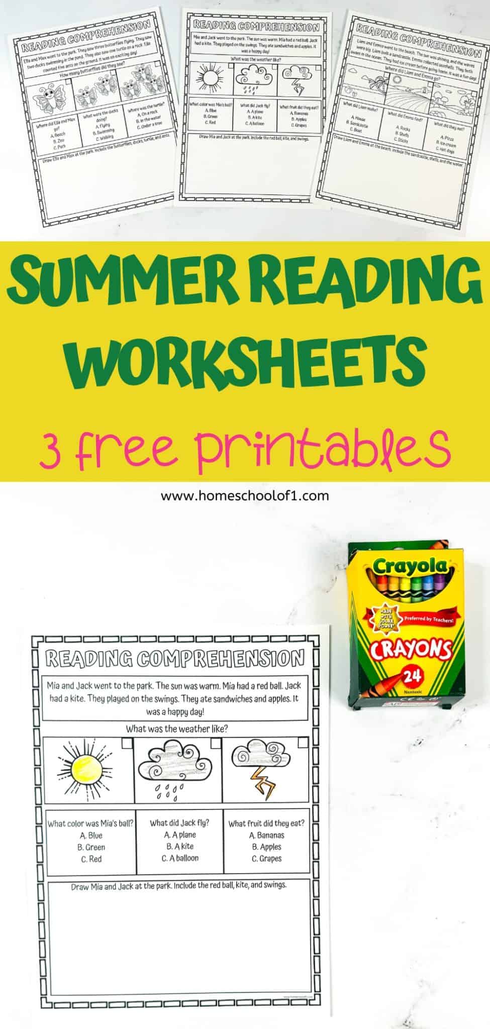 3 Free Summer Reading Worksheets For Kindergarteners