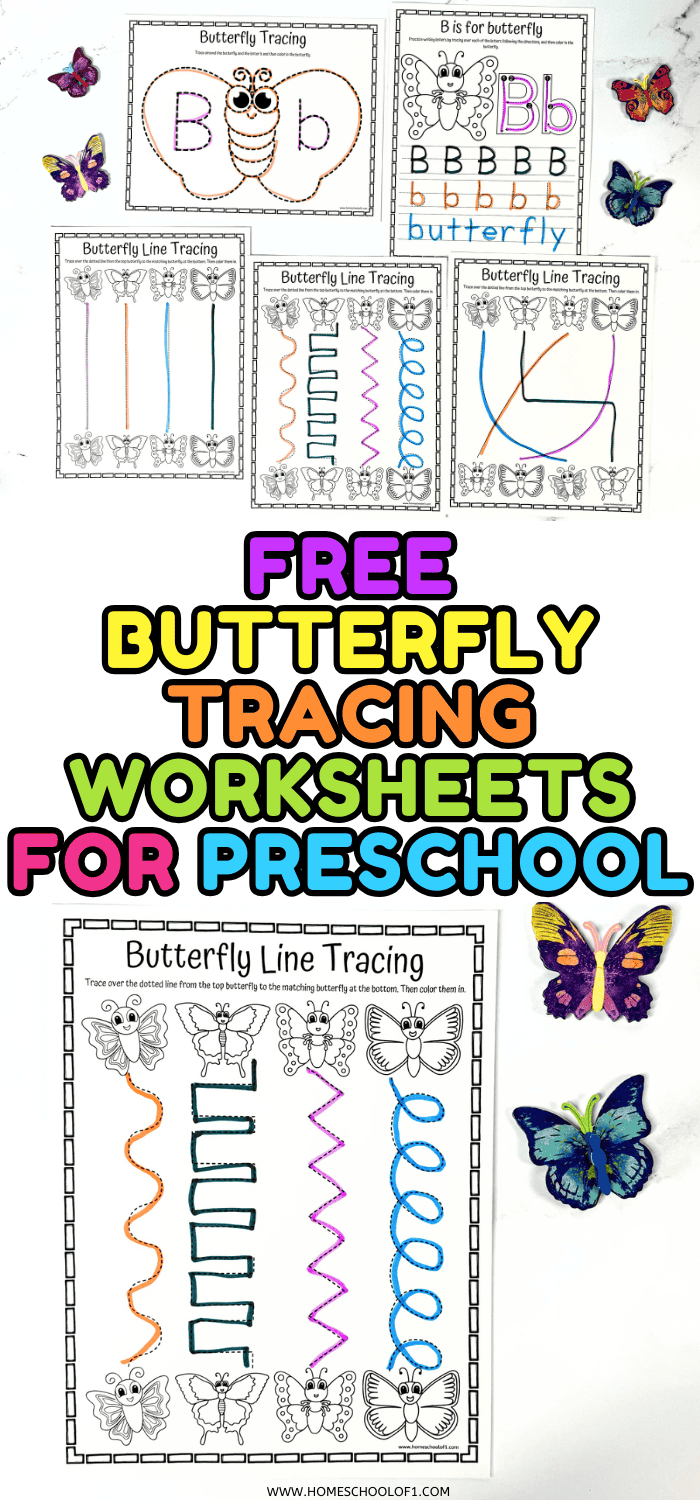Free Butterfly Tracing Worksheets for Preschool and Kindergarten