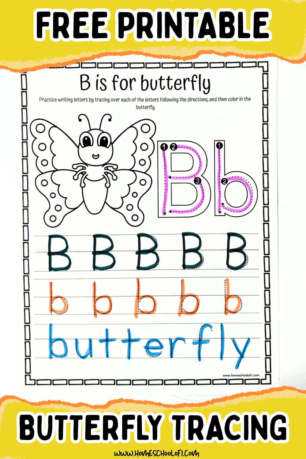 Free Butterfly Tracing Worksheets for Preschool and Kindergarten