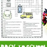 Free Back to School Crossword Puzzle Printable