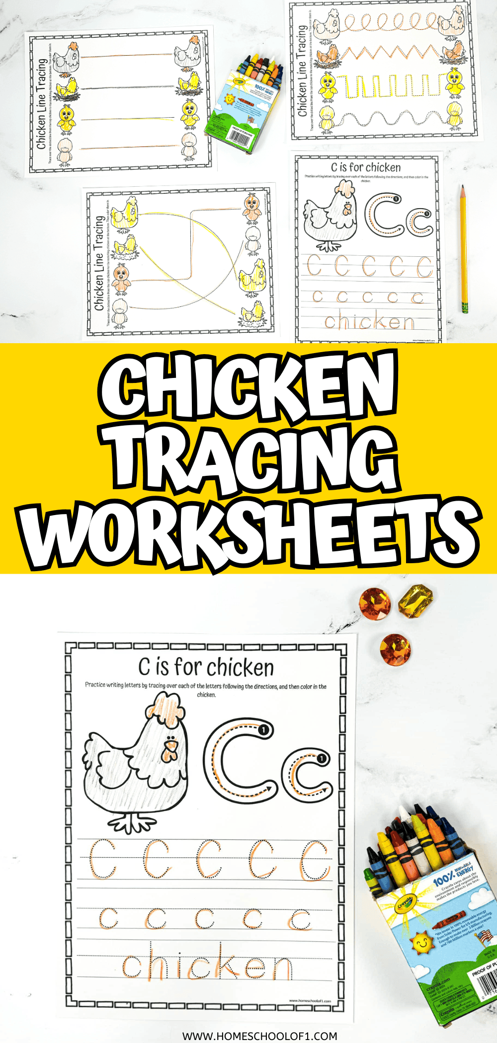 Free Chicken Tracing Worksheets for Preschool and Kindergarten