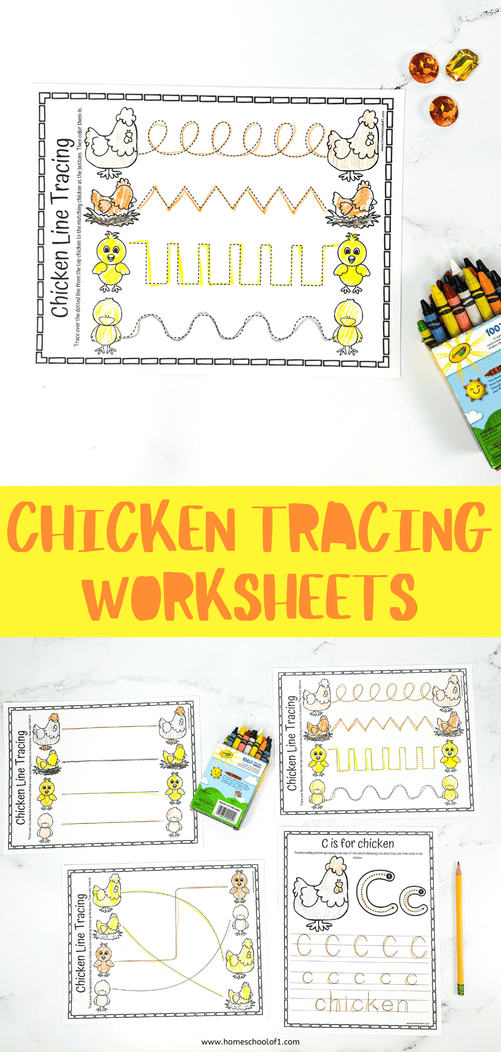 Free Chicken Tracing Worksheets for Preschool and Kindergarten