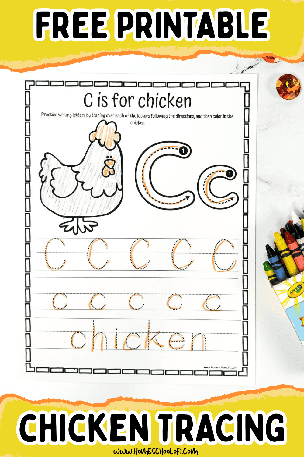 Free Chicken Tracing Worksheets for Preschool and Kindergarten