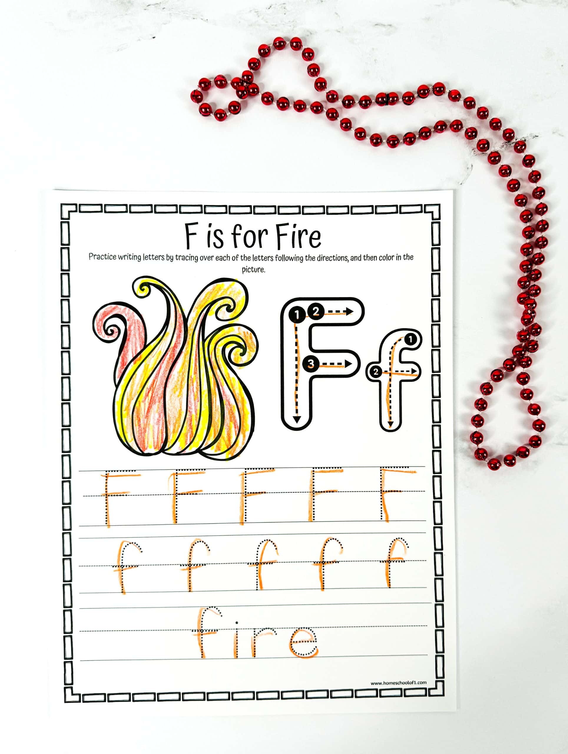 Fire Tracing Worksheets (Free Fire Safety Printables)