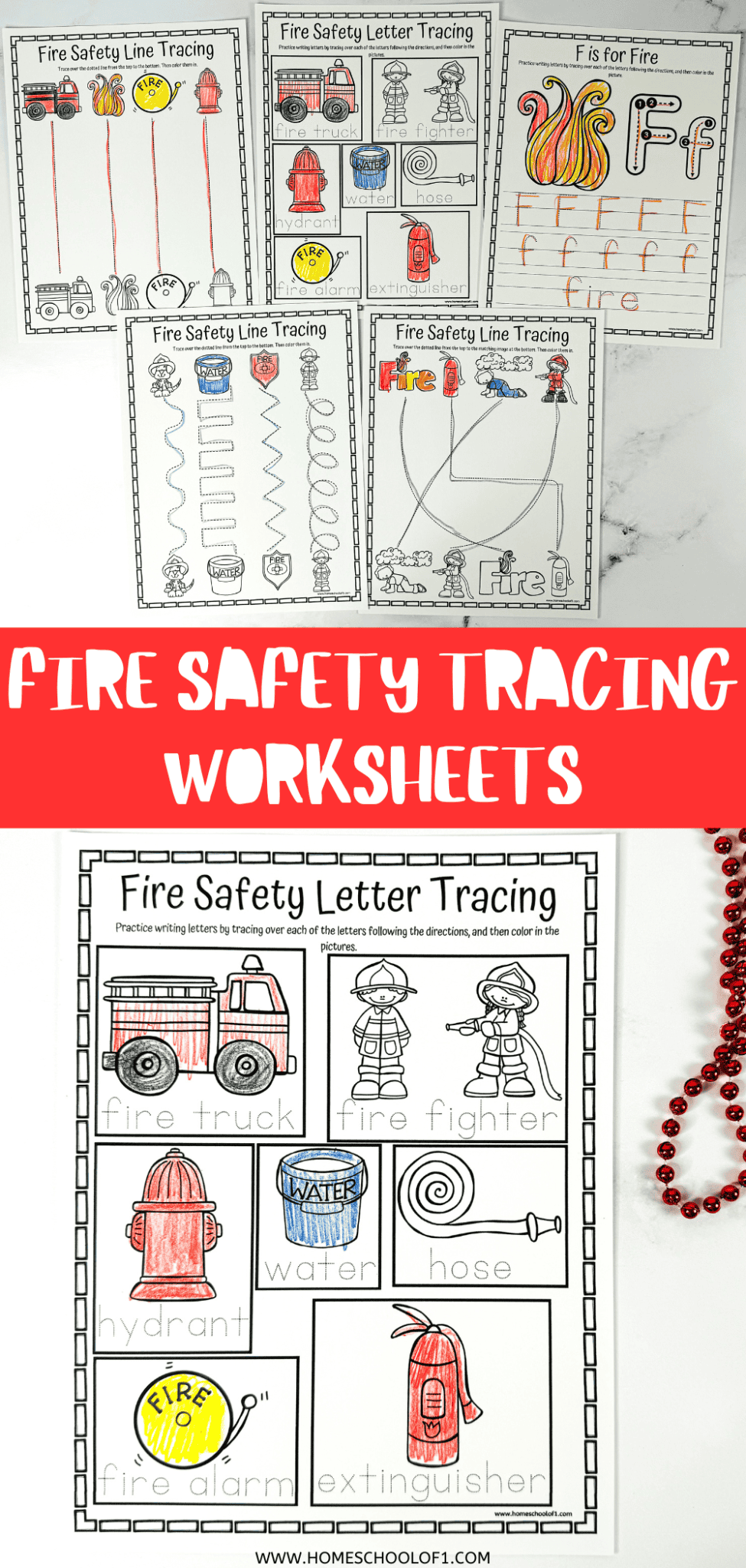 Free Fire Safety Tracing Worksheets