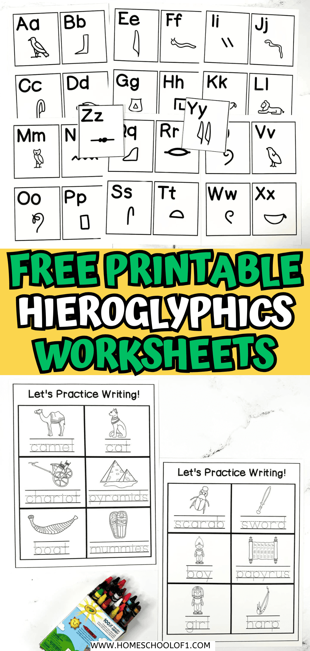 Free Printable Hieroglyphics Worksheets for Kids