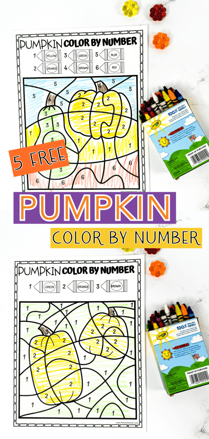 Pumpkin Color By Number (5 Free Printables)