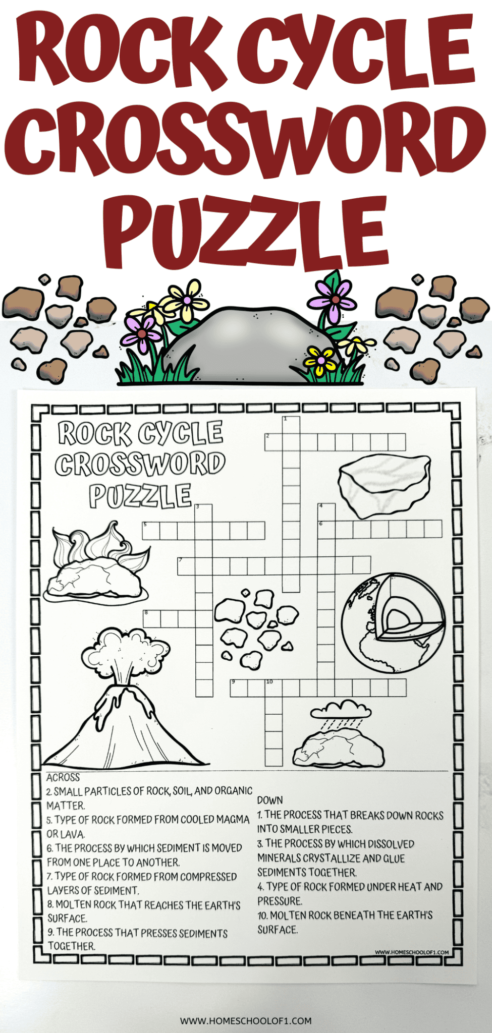Rock Cycle Crossword Puzzle (Free Printable)