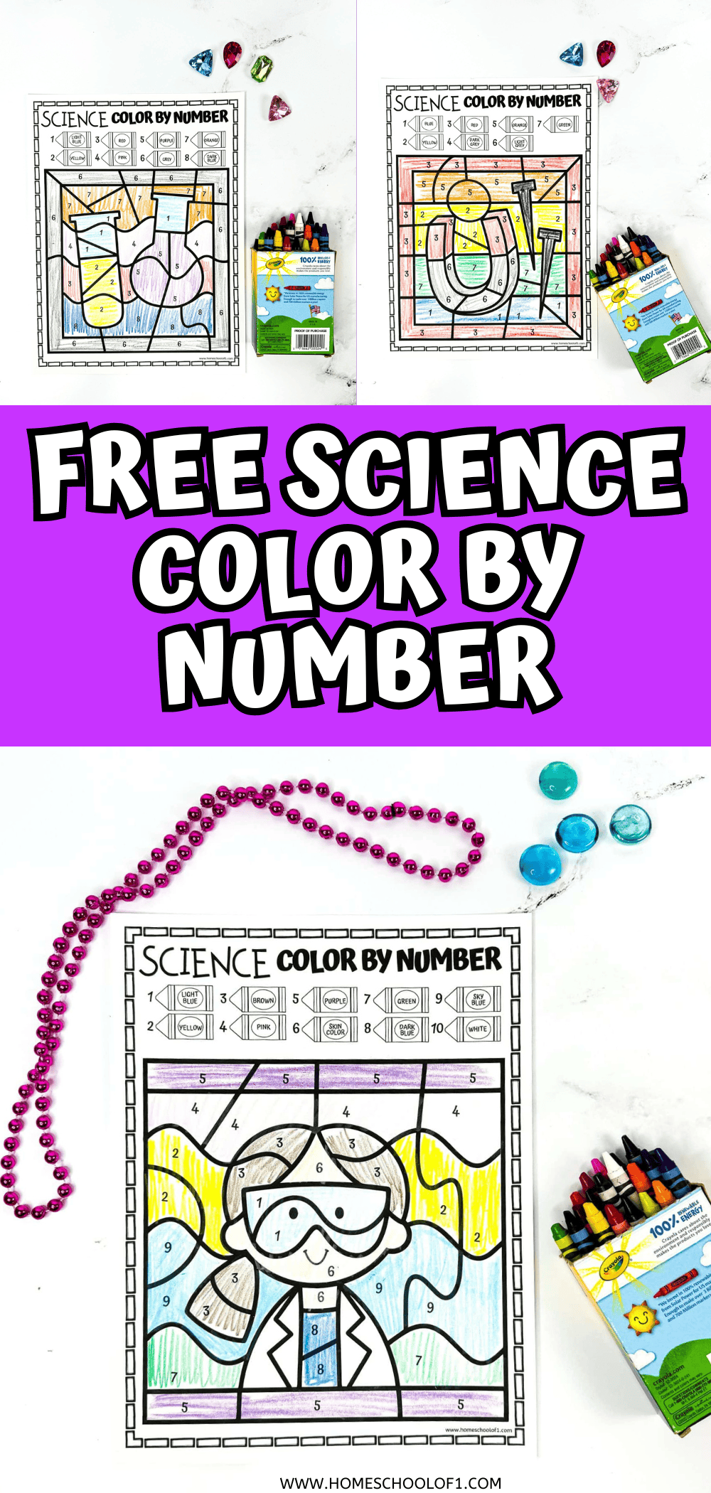 Science Color By Number Worksheets (9 Free Coloring Pages)