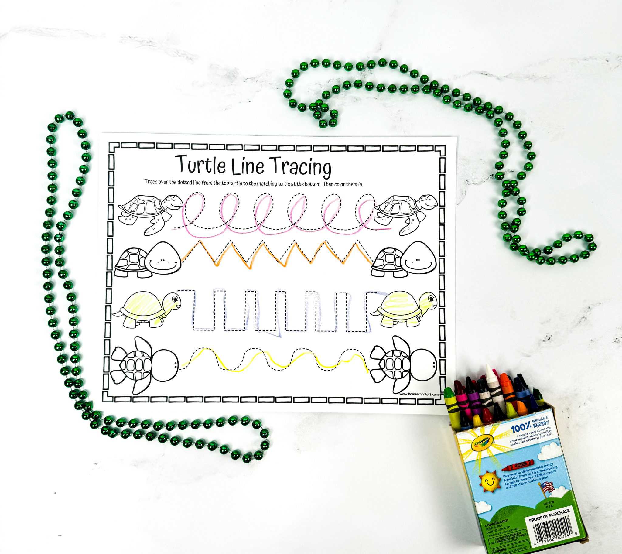 Turtle Tracing Worksheet (Free Printable)