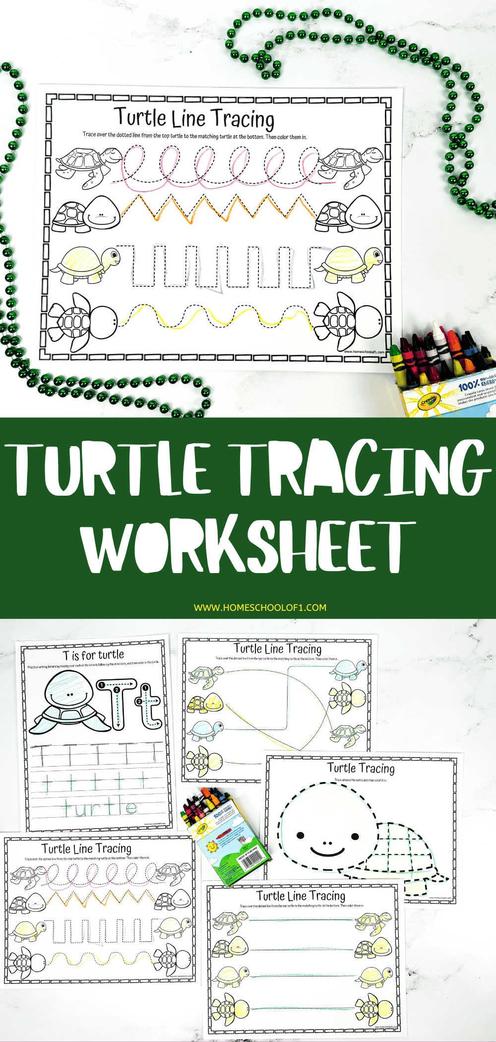 Turtle Tracing Worksheet (Free Printable)