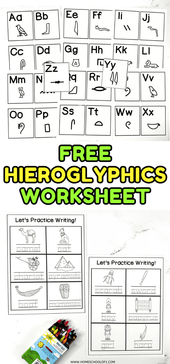 Free Printable Hieroglyphics Worksheets for Kids