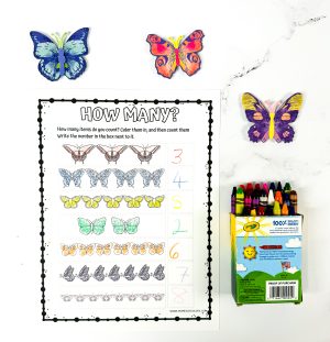 Free Butterfly Math Worksheet for Preschool Counting Fun