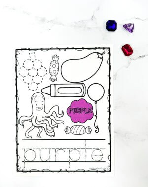 Color Purple Worksheet for Preschool (Free Printable PDF)