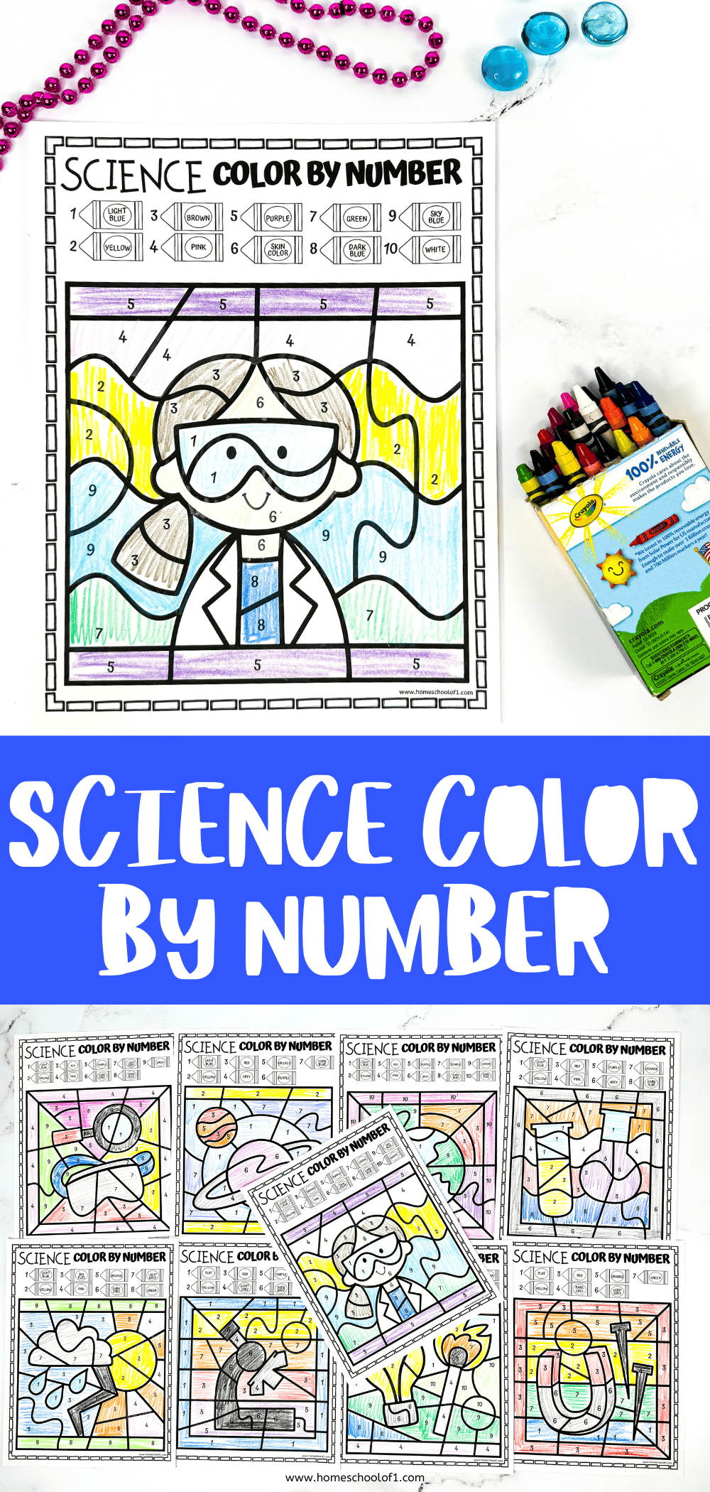 Science Color By Number Worksheets (9 Free Coloring Pages)
