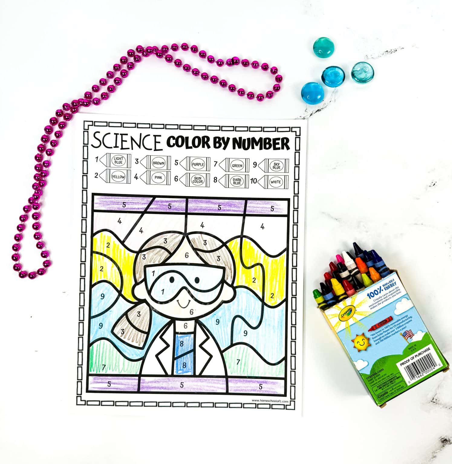 Science Color By Number Worksheets (9 Free Coloring Pages)