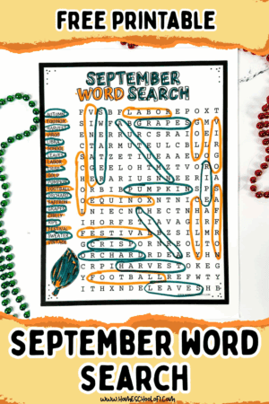 Free September Word Search Printable