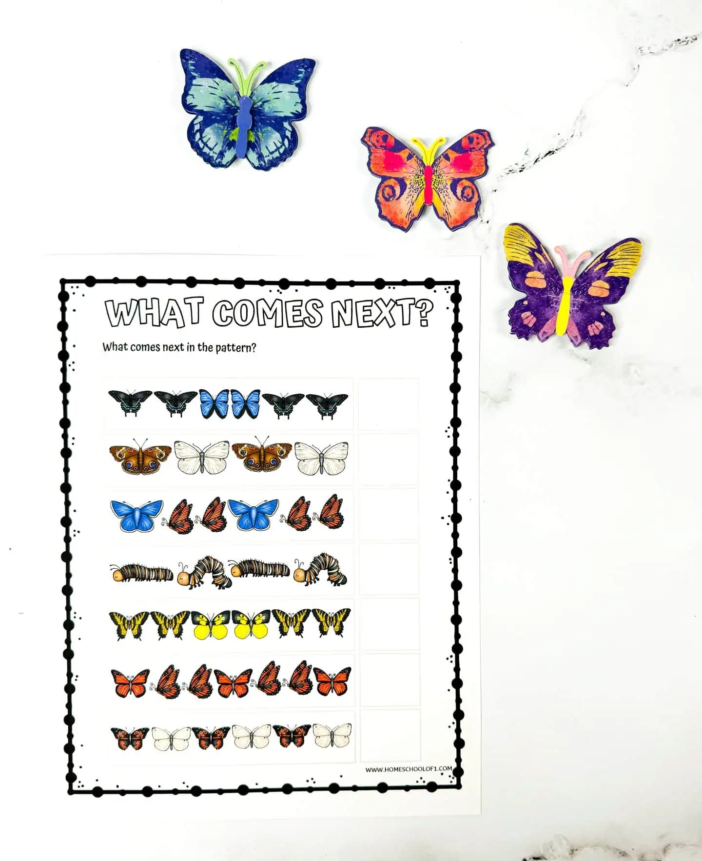 Free Butterfly Math Worksheet for Preschool Counting Fun