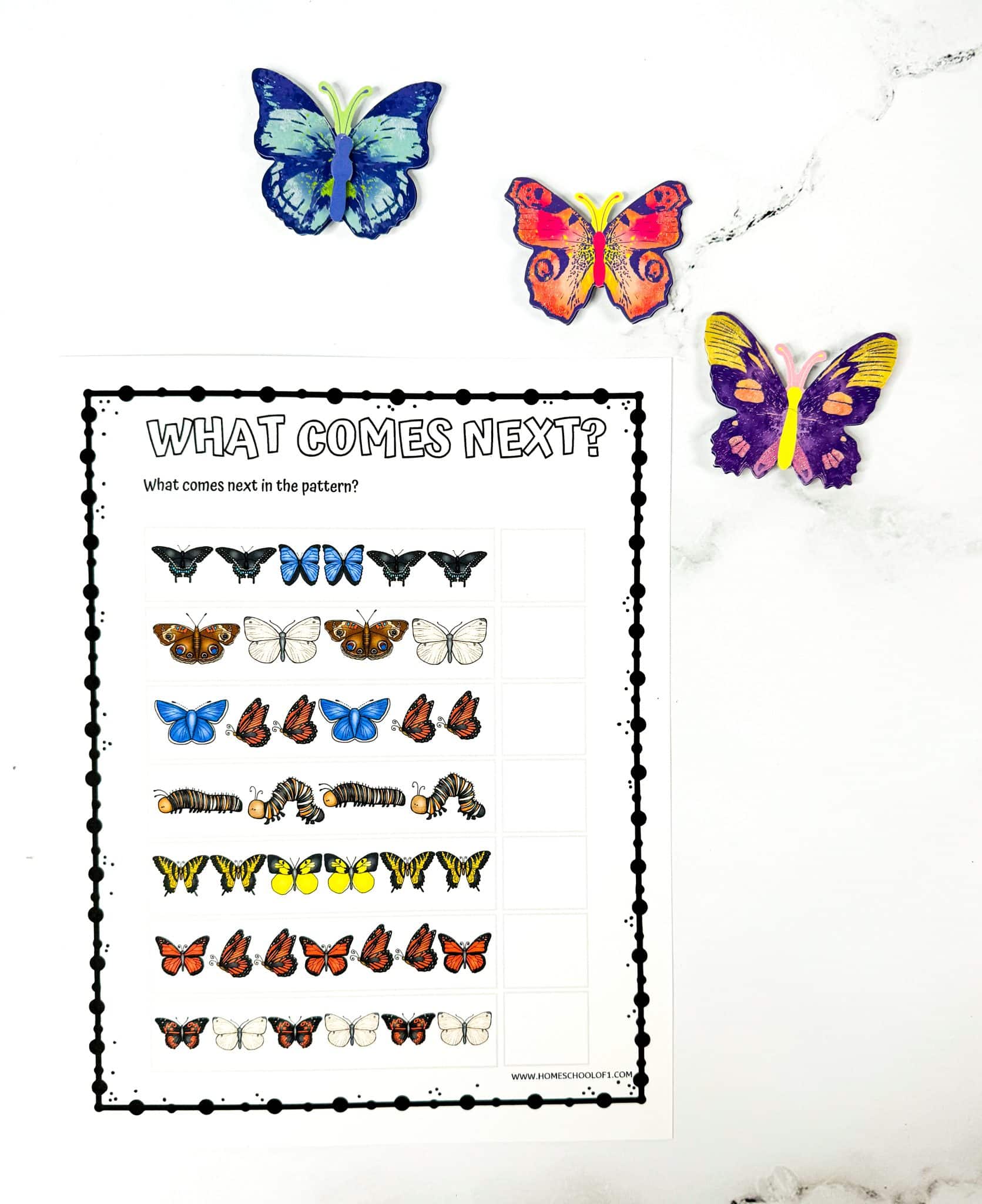 Free Butterfly Math Worksheet for Preschool Counting Fun
