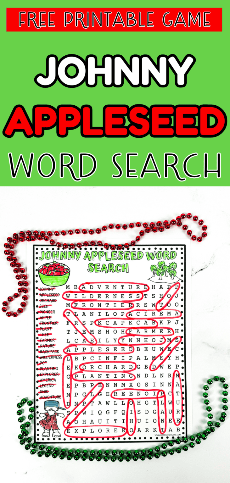 Johnny Appleseed Word Search (Free Printable)