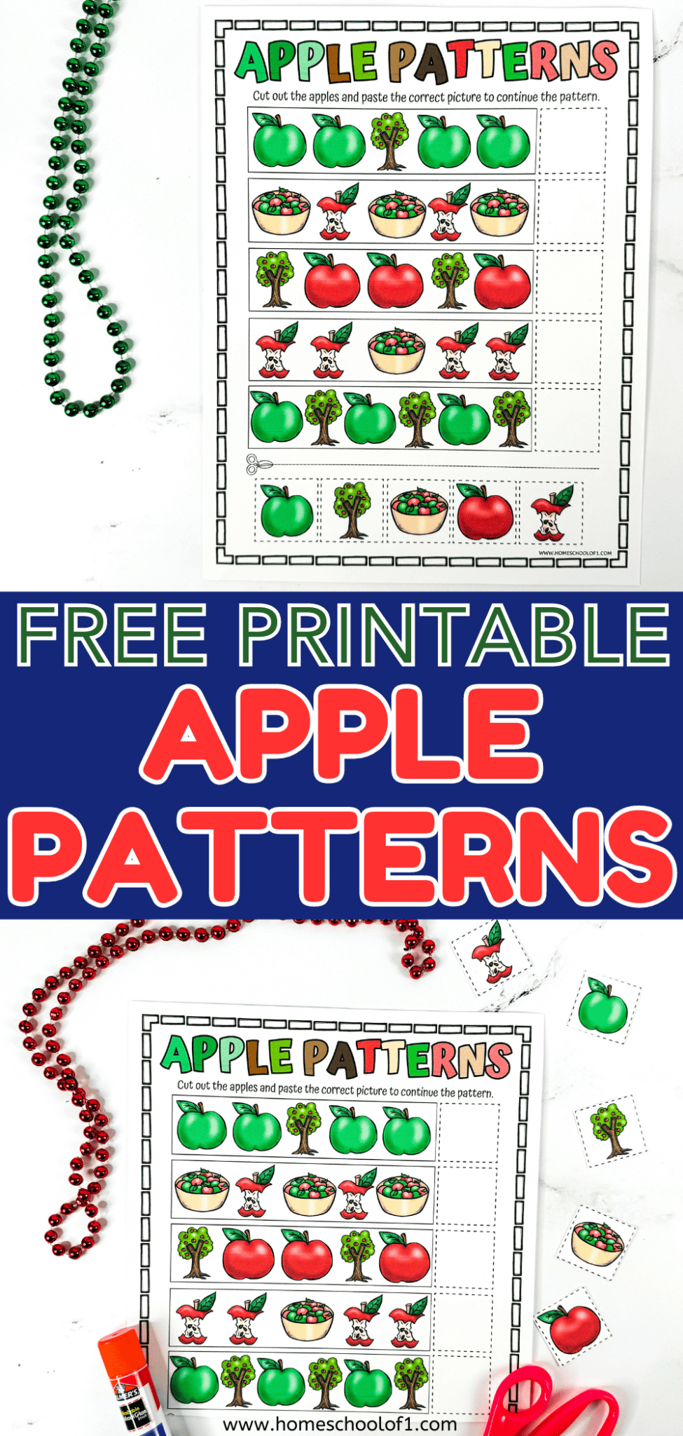 Apple Patterns Worksheet (Free Printable)