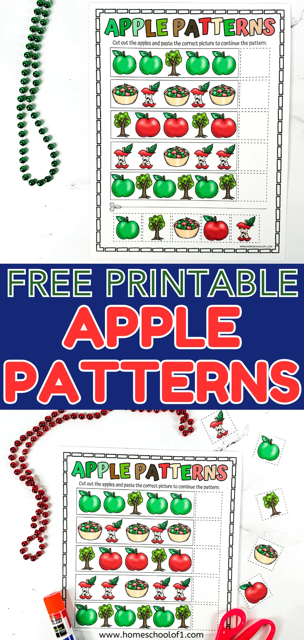 Apple Patterns Worksheet (Free Printable)