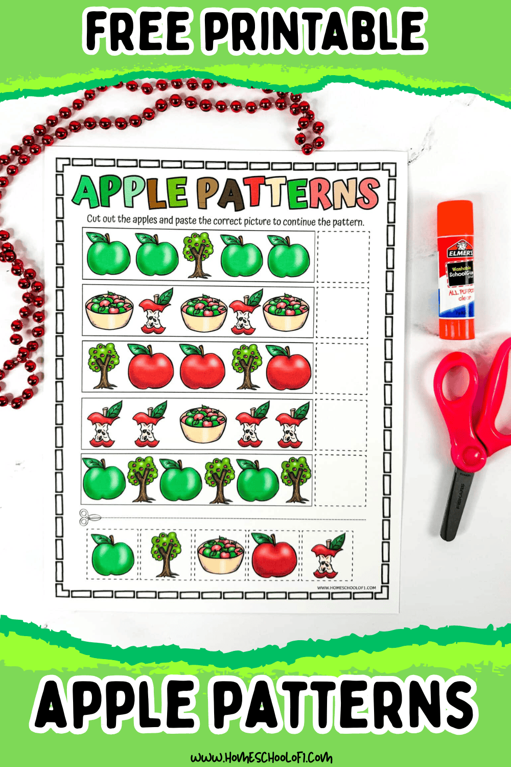 Free Apple Patterns Worksheet