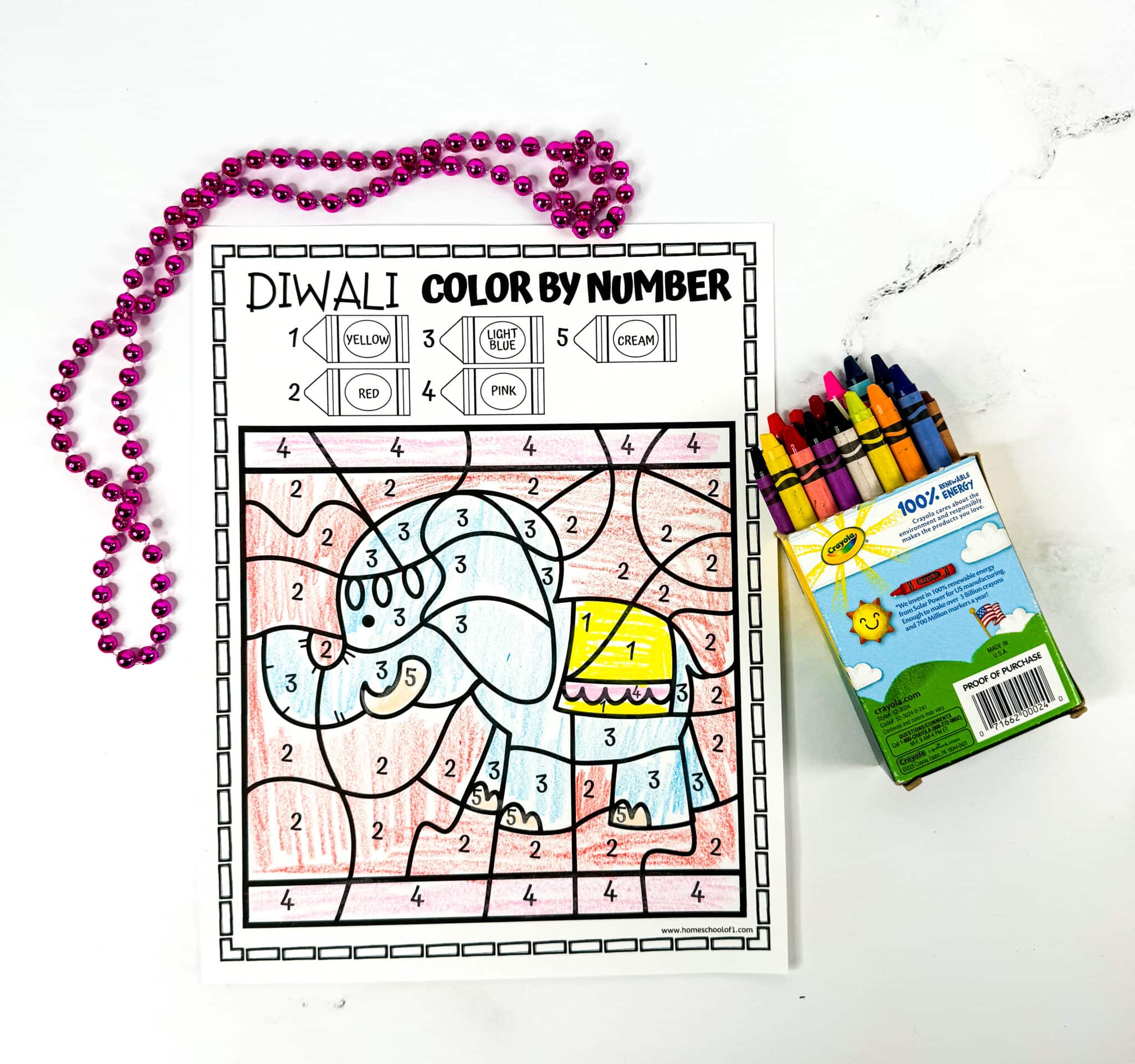 Diwali Color By Number (9 Free Printables)