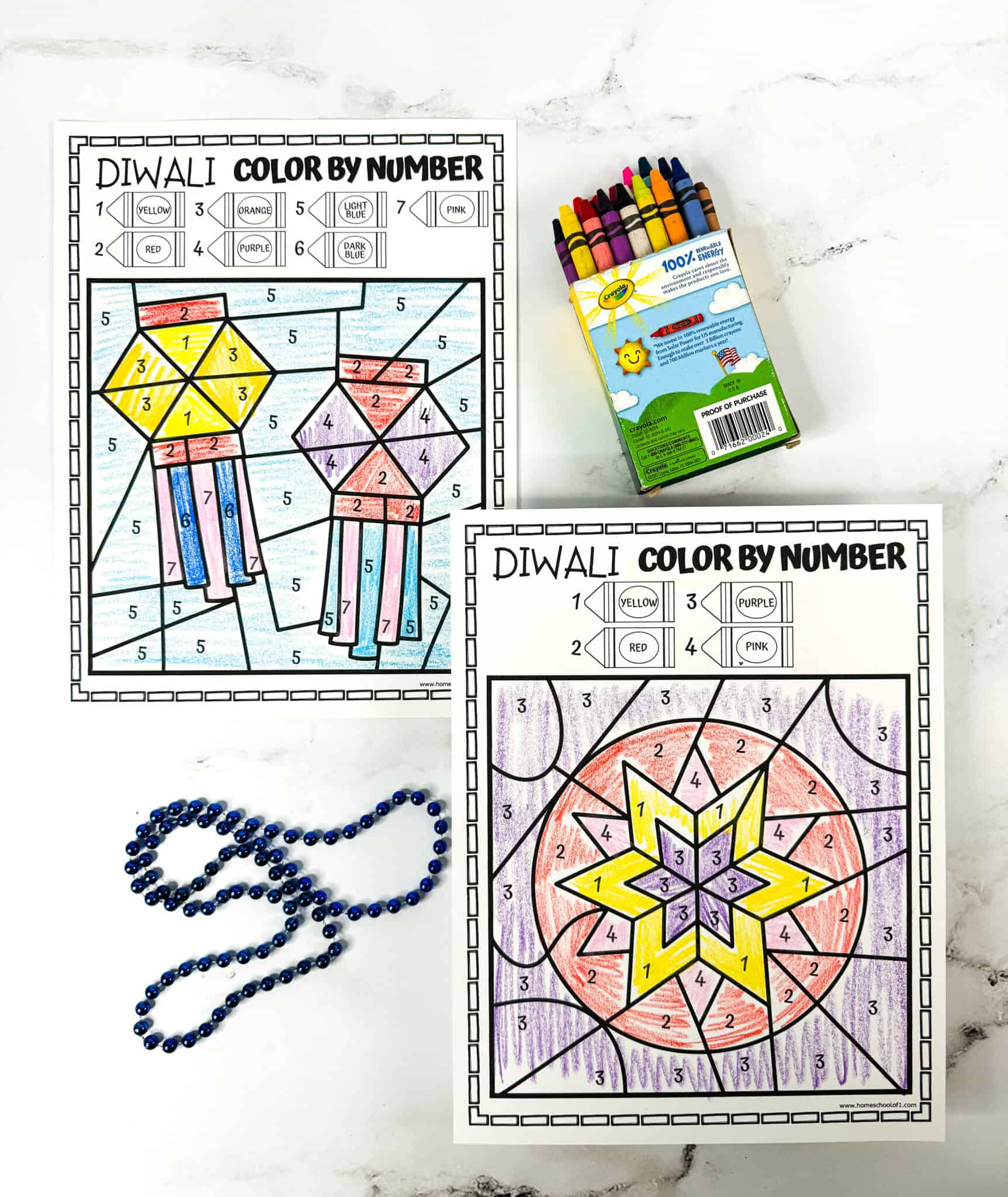 Diwali Color By Number (9 Free Printables)