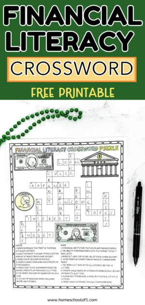 Financial Literacy Crossword Puzzle (Free Printable Game)