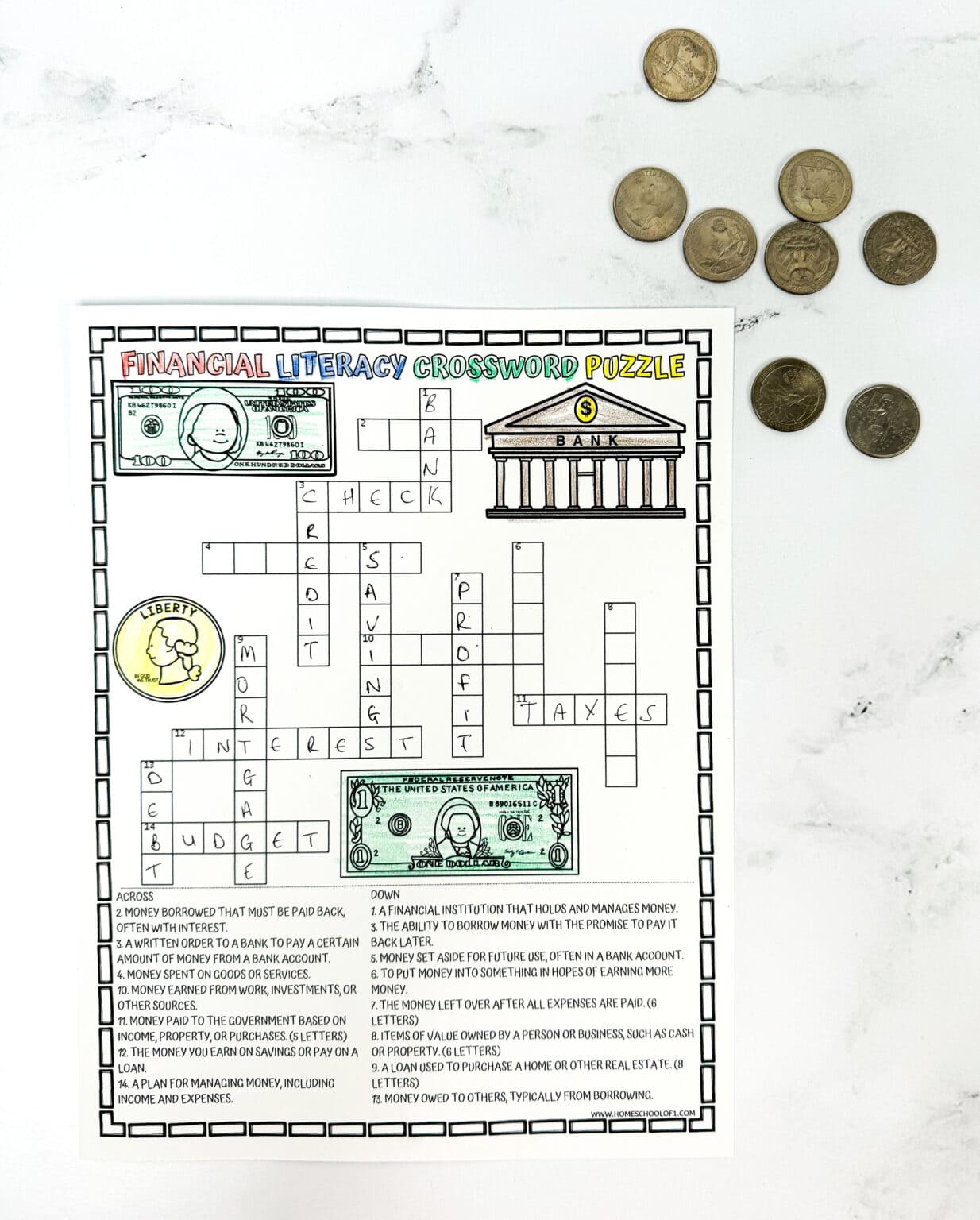 Financial Literacy Crossword Puzzle (Free Printable Game)