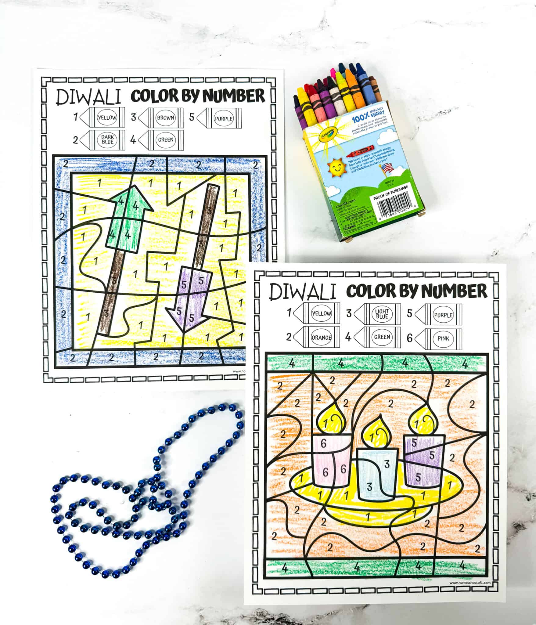 Diwali Color By Number (9 Free Printables)