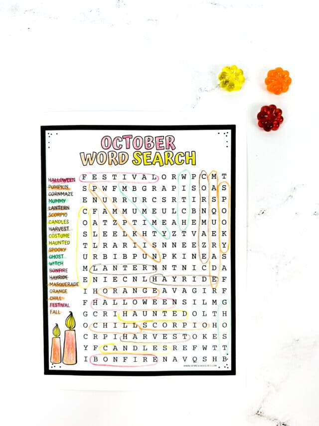 October Word Search (Free Printable)